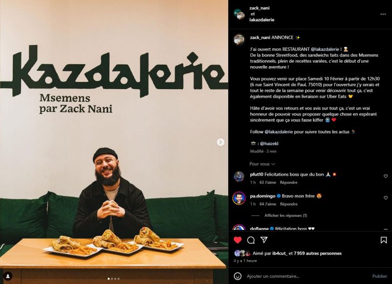 Zack Nani lance La Kazdalerie : son restaurant à Paris